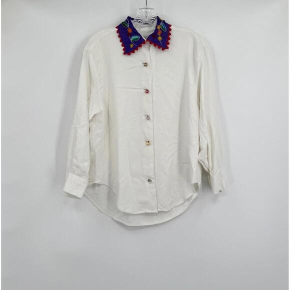 Todd Oldham | Tops | Todd Oldham Times Seven White Beaded Embroidered ...